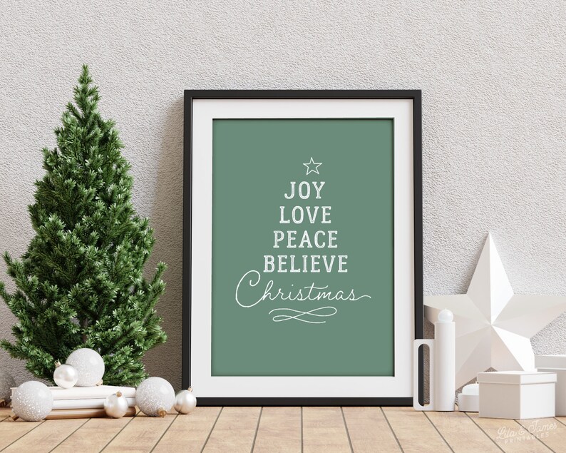 Rustic Holiday Word Art Printable Decor, Digital Download, Joy, Love ...