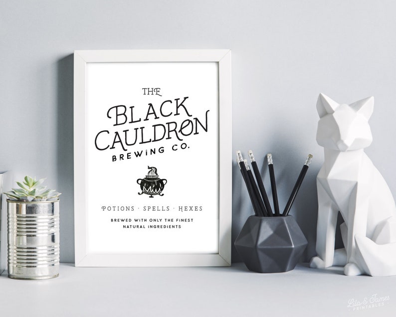 Black Cauldron Halloween Printable Poster - Digital Download, Farmhouse ...
