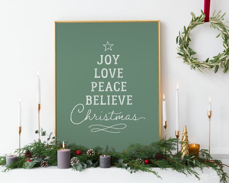 Rustic Holiday Word Art Printable Decor, Digital Download, Joy, Love ...