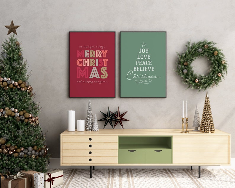 Rustic Holiday Word Art Printable Decor, Digital Download, Joy, Love ...