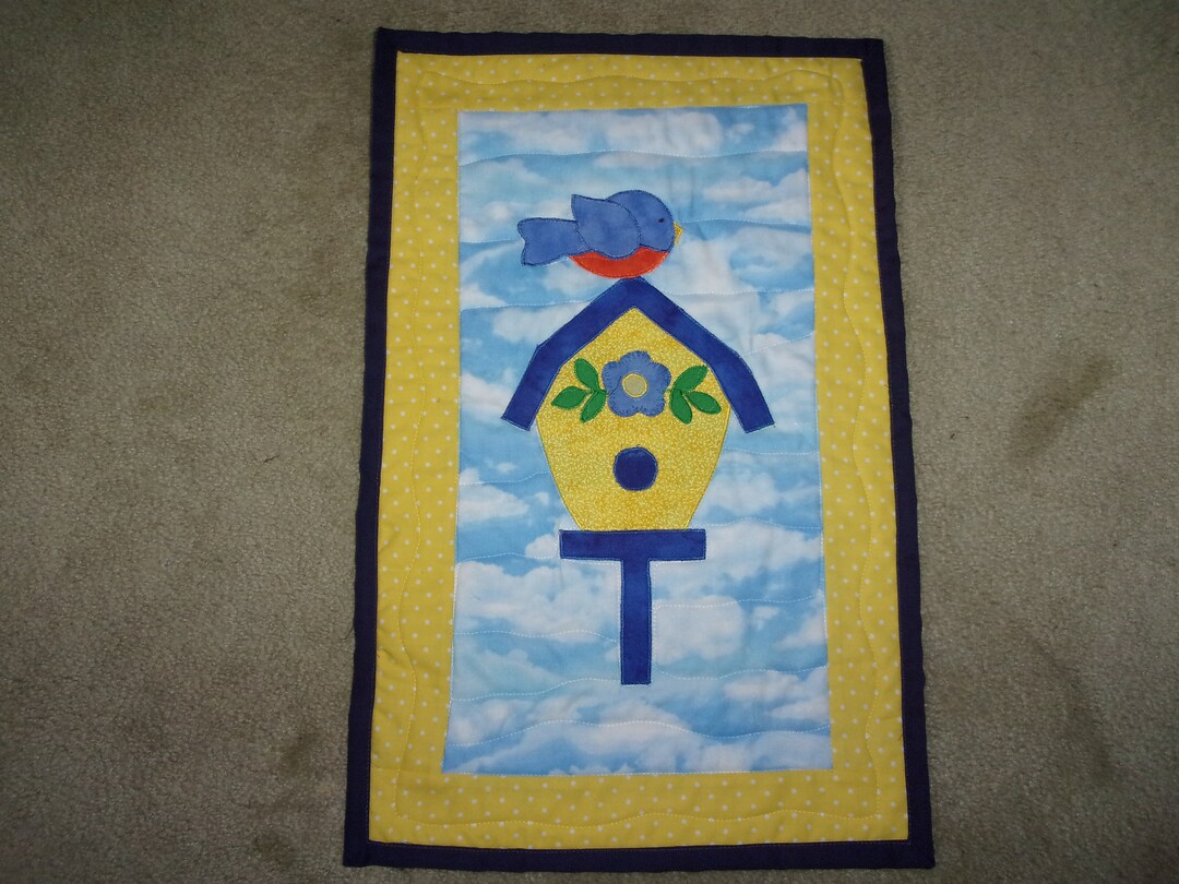 Blue Bird Quilt for Wall or Table-bird House Quilt for Wall or Table - Etsy