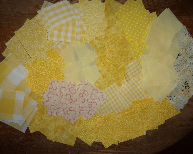 200-2" Yellow Solid and Print Cotton Fabric Squares-b - Etsy