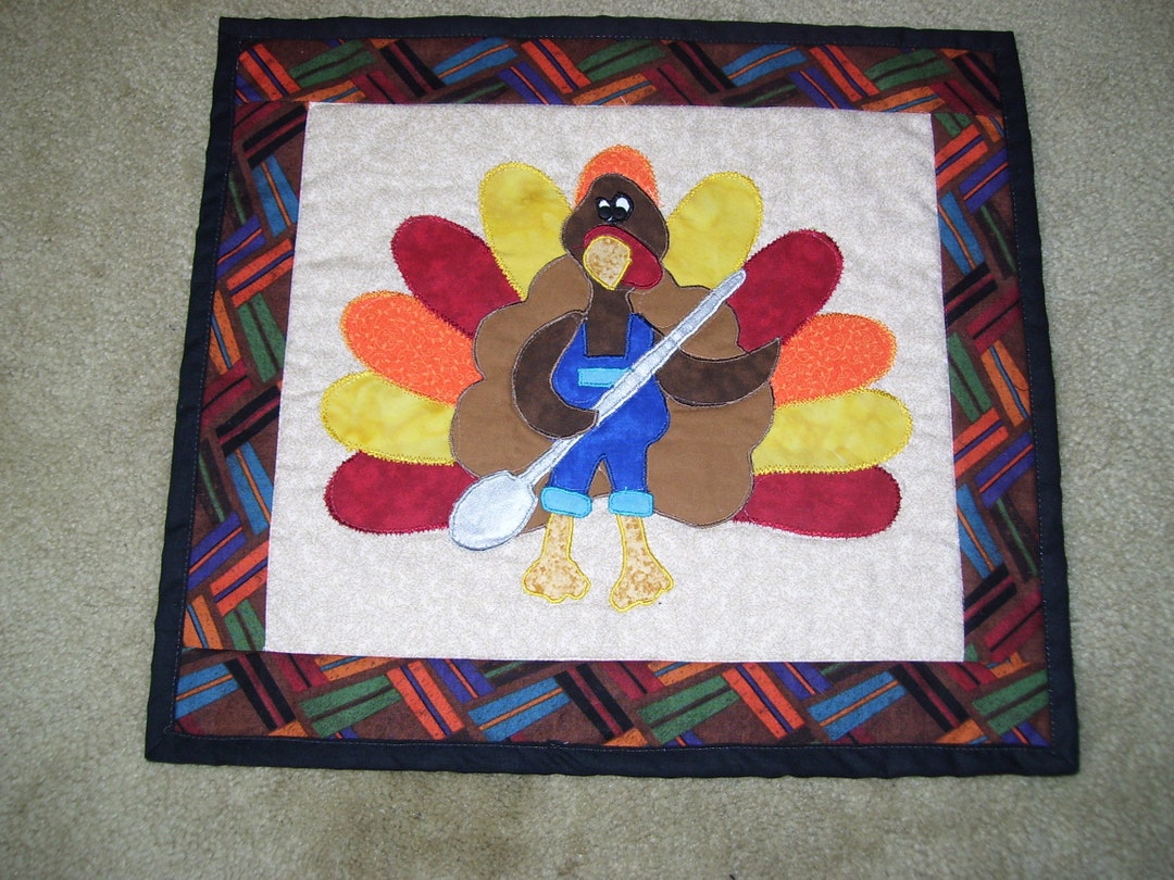 Thanksgiving Turkey Quilt, Appliqued Wall Hanging or Table Topper - Etsy