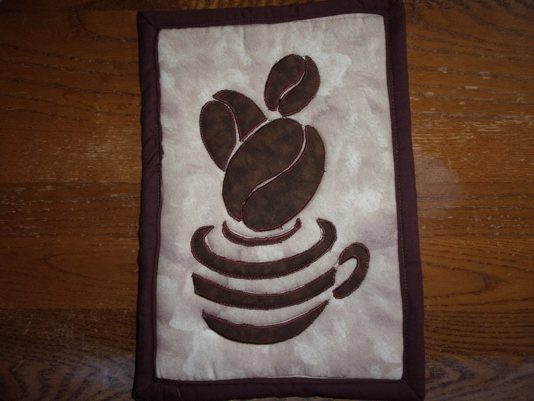 Coffee Cup Mug Rug-quilted Mug Rug or Pot Holder With a Coffee - Etsy