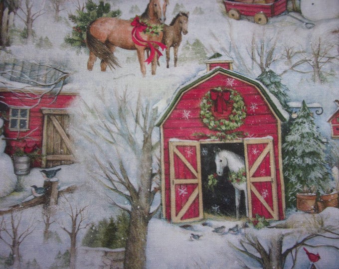 Snow Scene Cotton Fabric by the Yard - Etsy