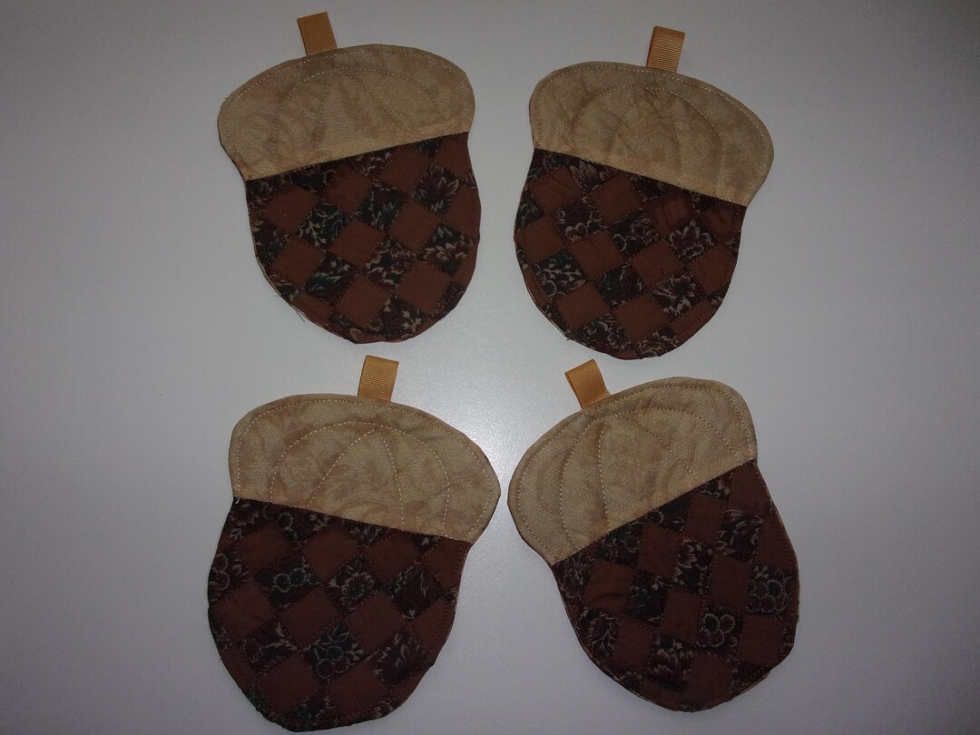 Set of 4 Acorn Quilted Coasters - Etsy