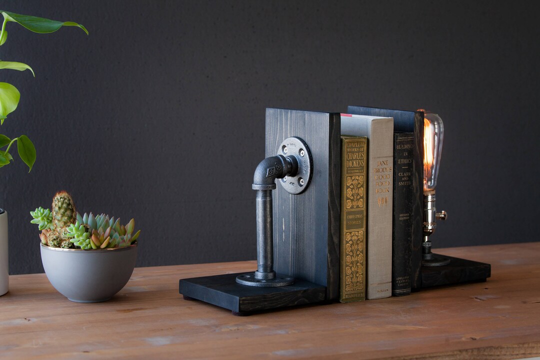 Bookend Lamp/rustic Decor/industrial Lamp/steampunk Light/unique Lamp ...