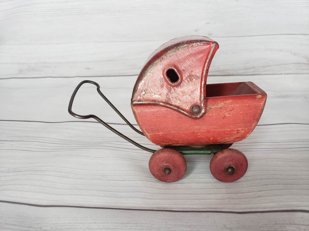 Rare Antique Miniature Tin Wooden Toy Baby Carriage Reversible - Etsy