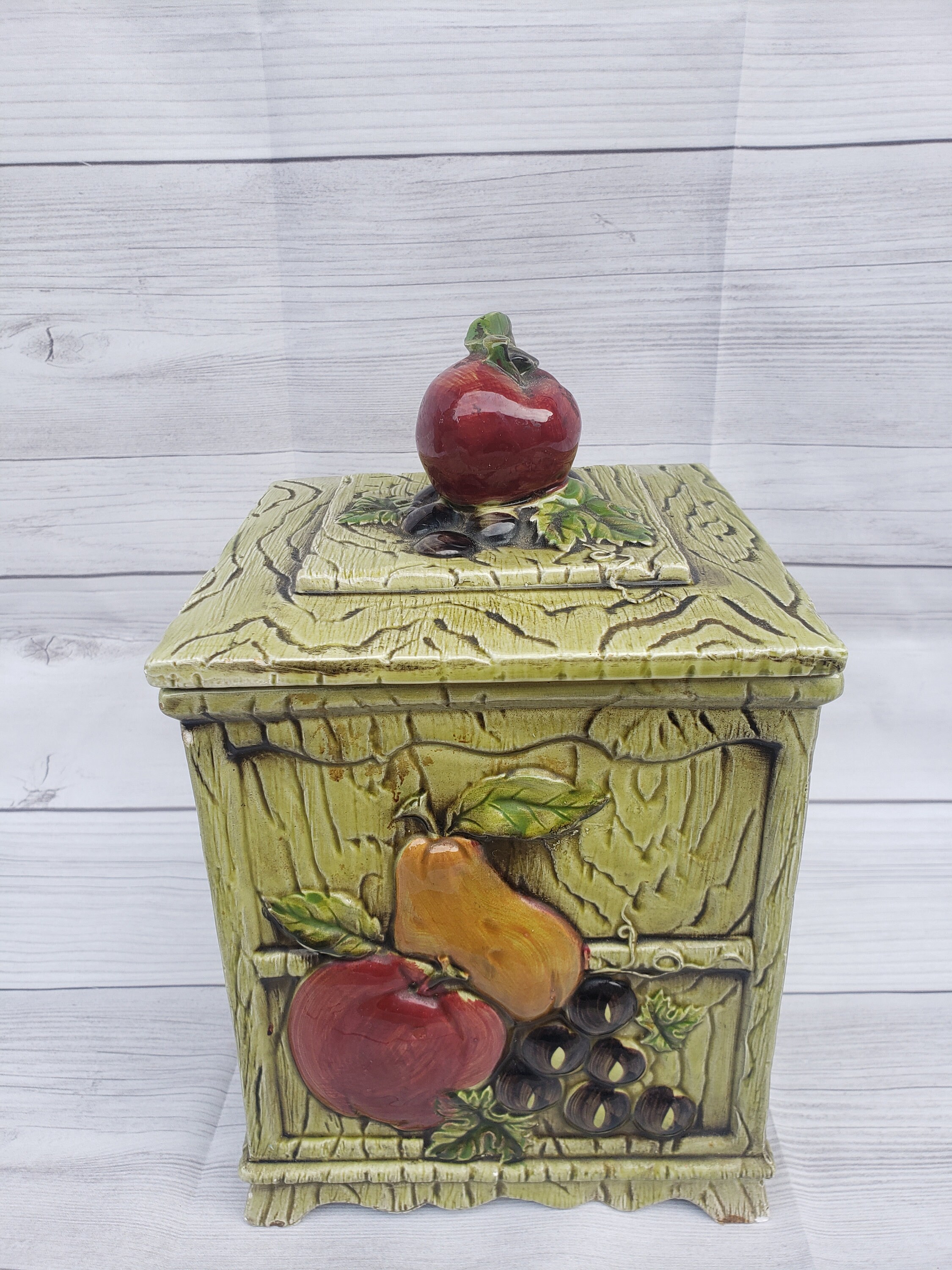 Vintage Geo Z Lefton Green Orchard Cookie Jar #3762 - Etsy