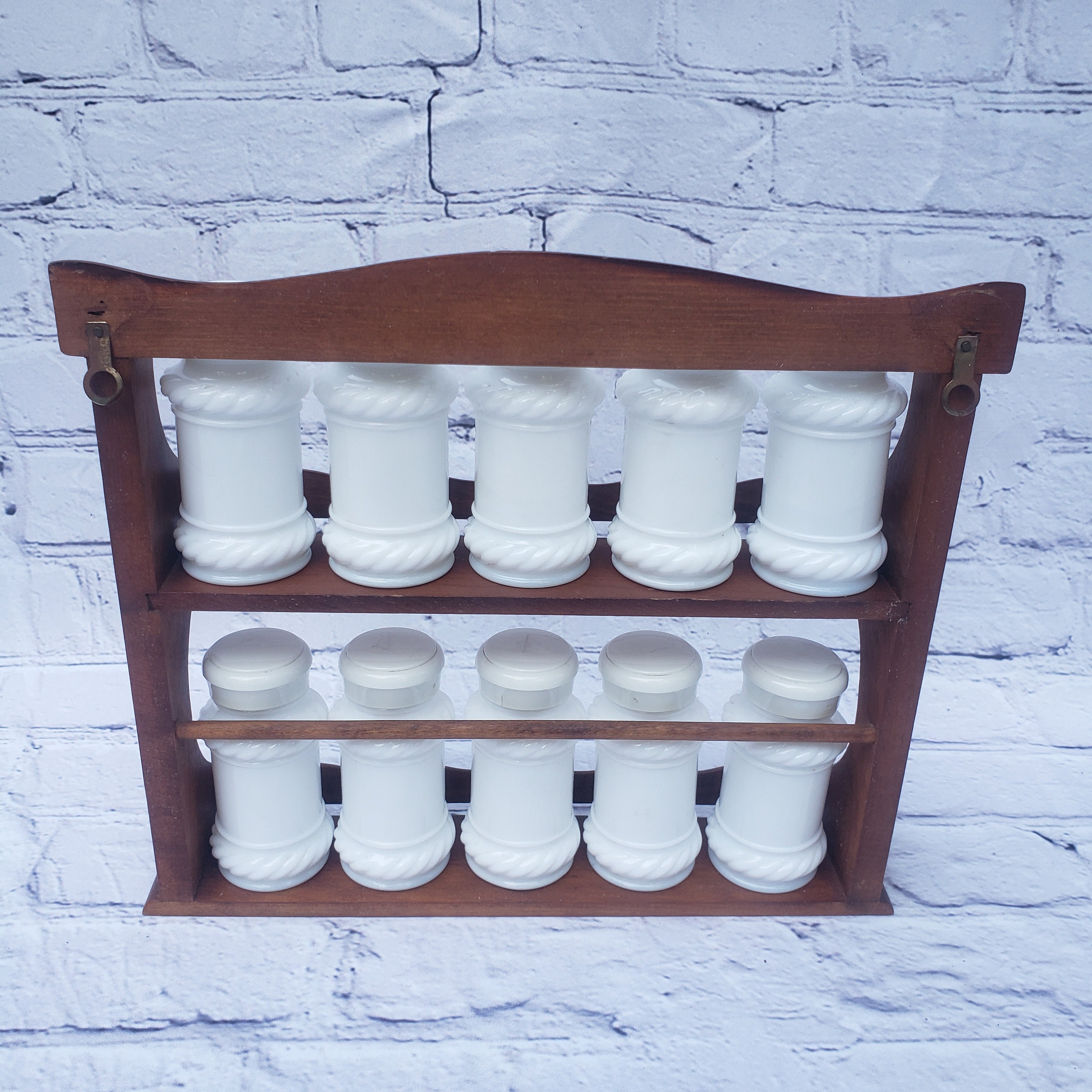 Vintage Milk Glass Spice Rack - Etsy