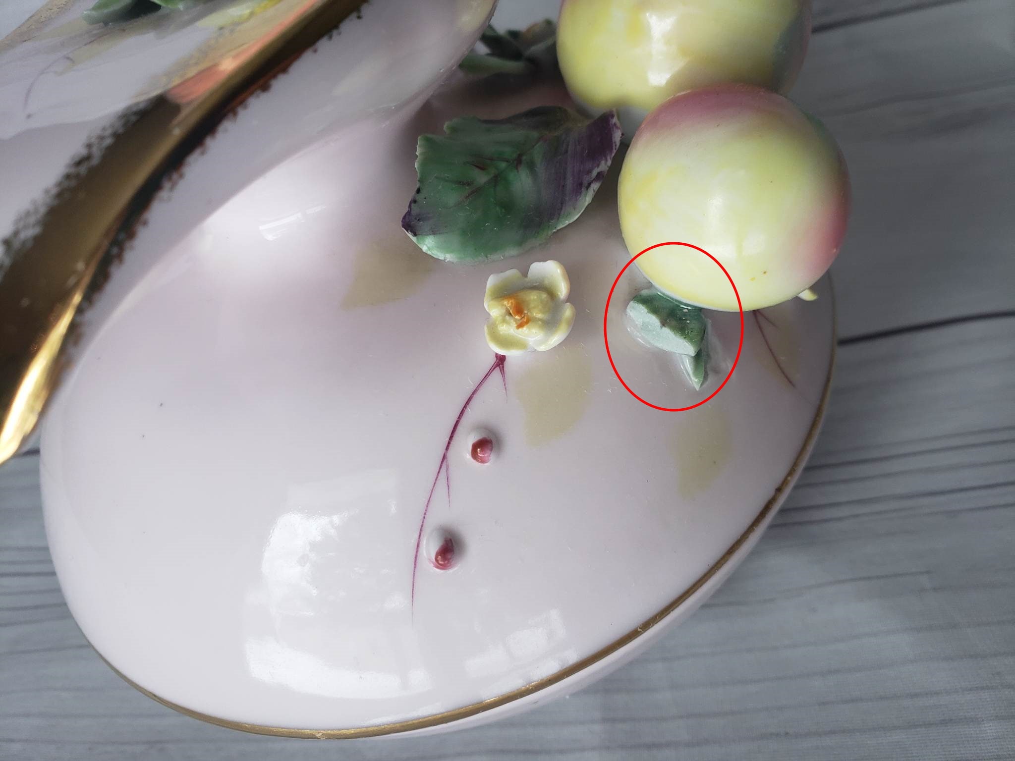 Vintage Rare 1956 Geo Z Lefton Peach Fruit Pink and Gold China Candy ...