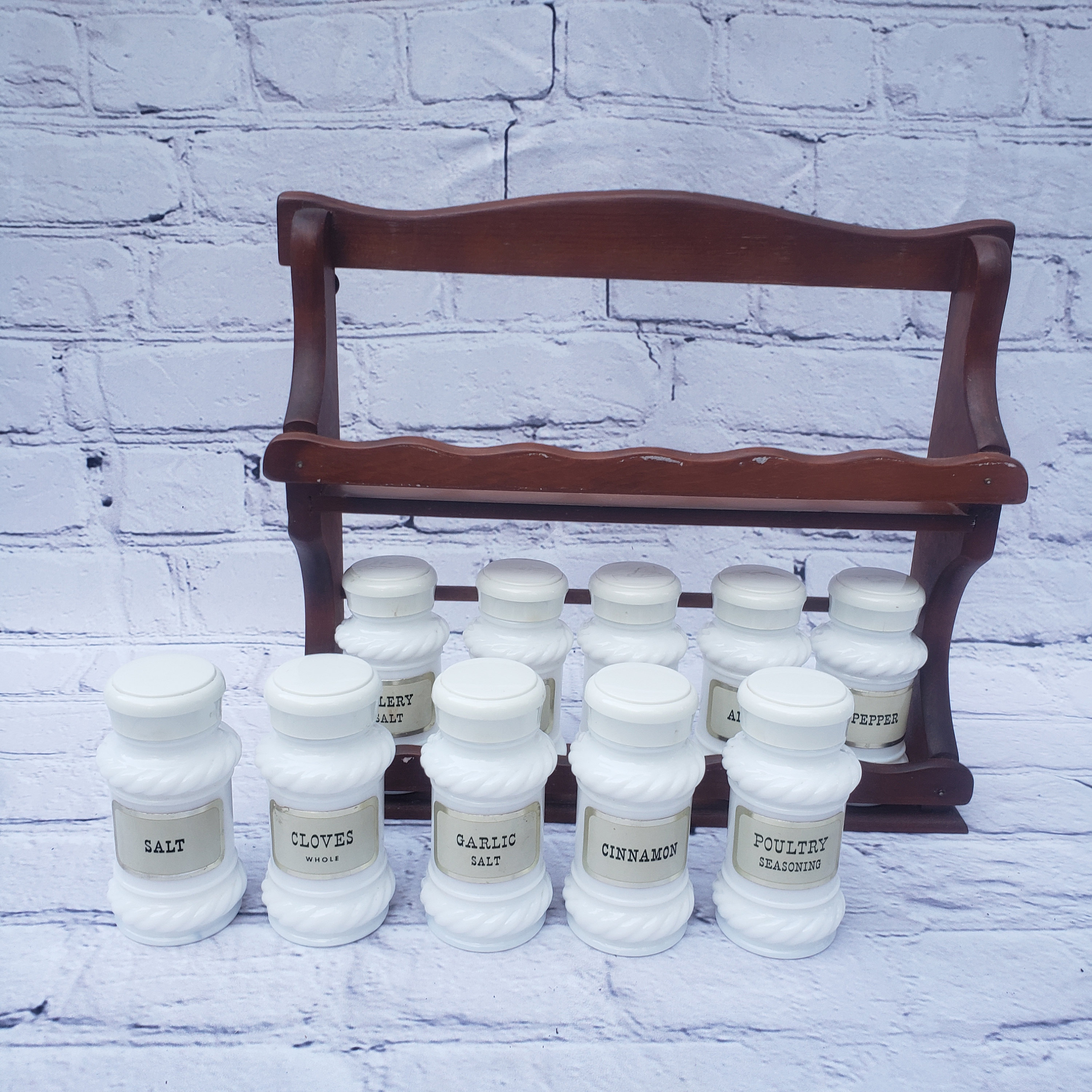 Vintage Milk Glass Spice Rack - Etsy