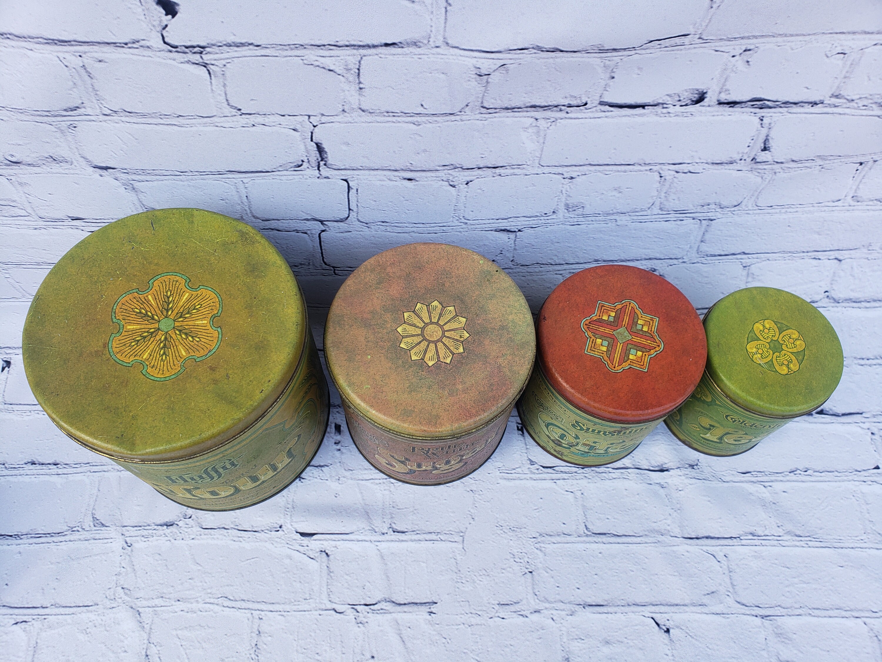 Vintage 4 Metal Canister Set Ballonoff Rustic Kitchen - Etsy Vintage 4 Metal Canister Set Ballonoff Rustic Kitchen - Etsy