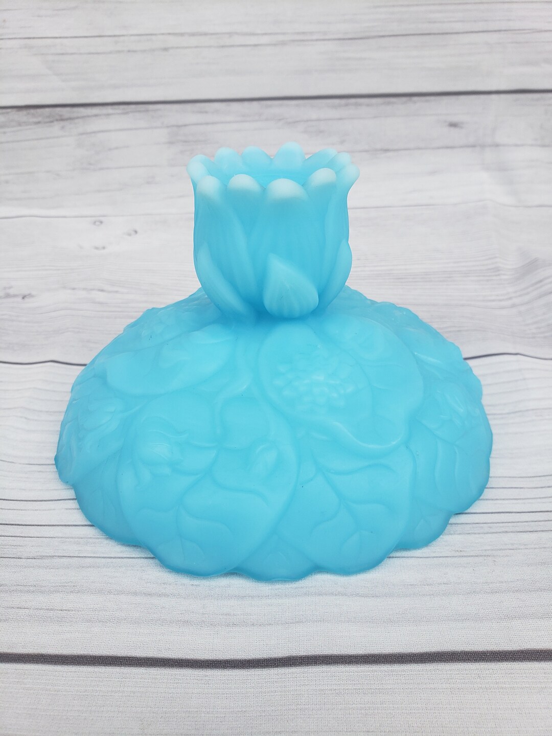 Vintage Fenton Blue Satin Candlestick Holder - Etsy