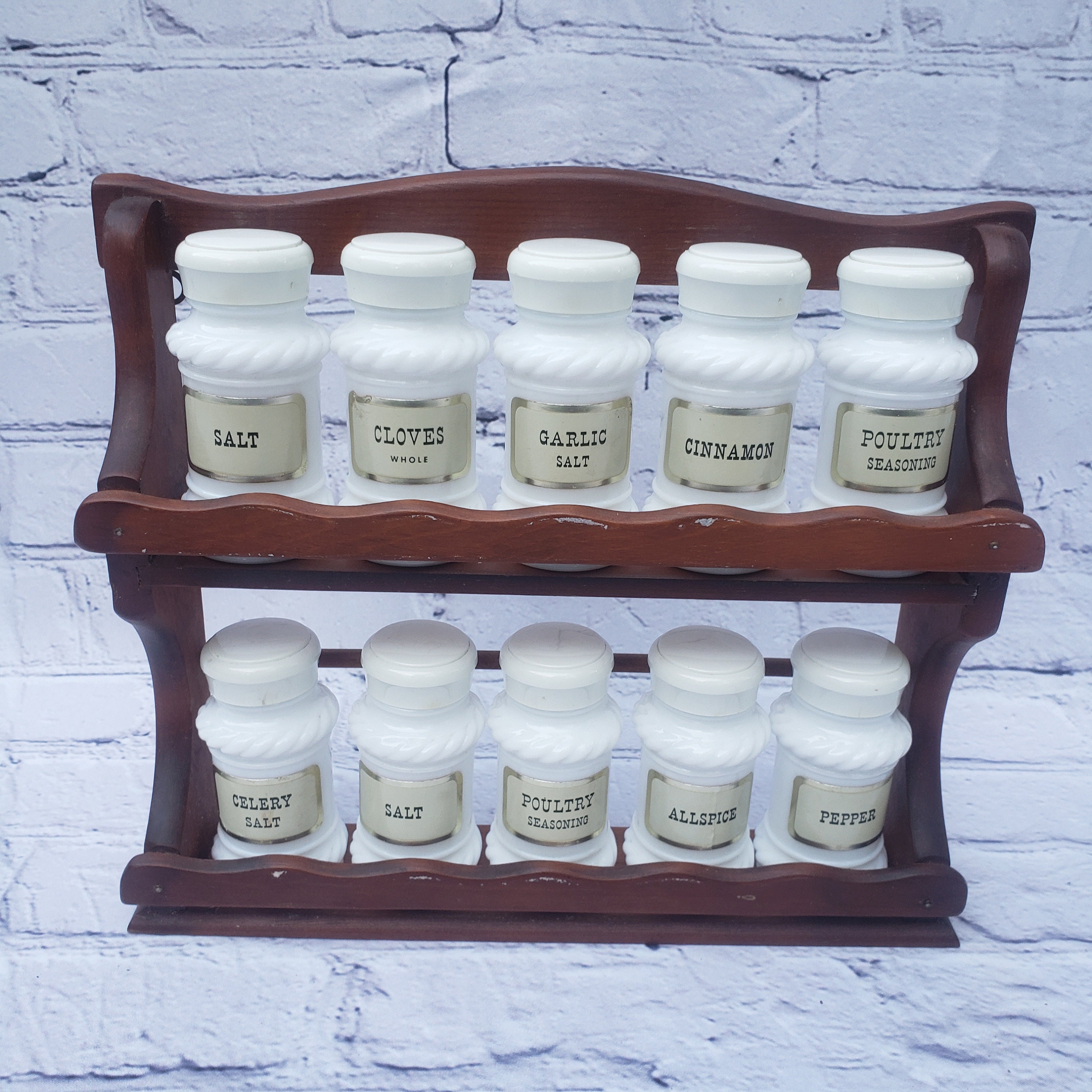 Vintage Milk Glass Spice Rack - Etsy