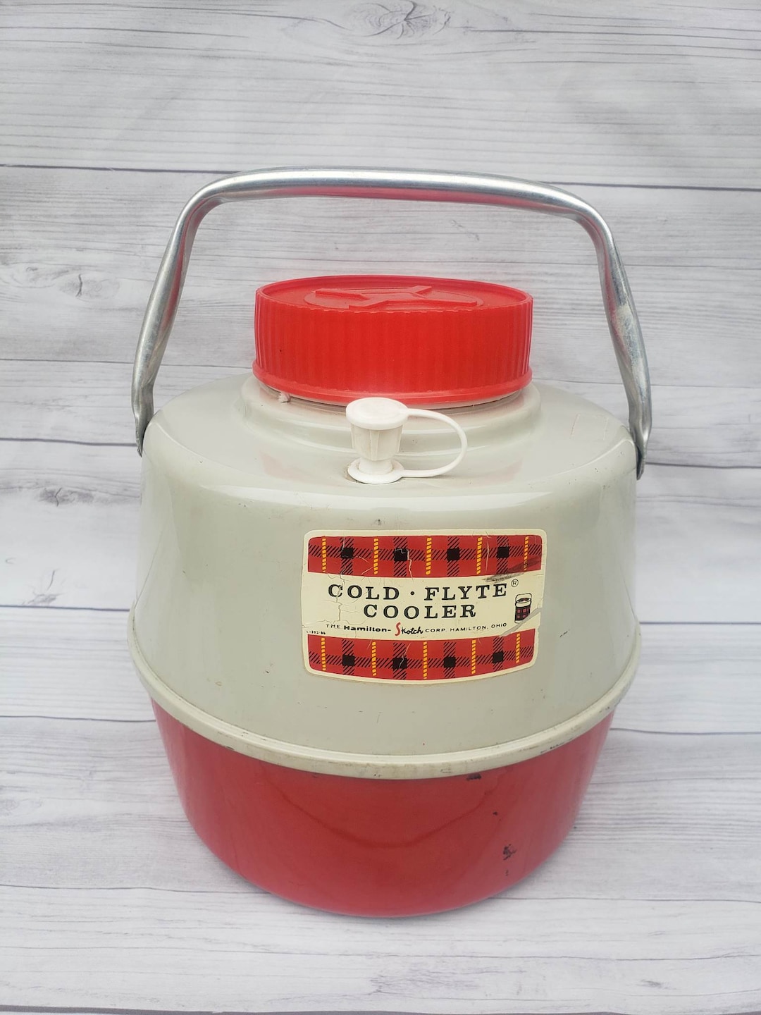 Vintage Cold Flyte Cooler Hamilton Skotch Corp Metal Thermos Jug ...