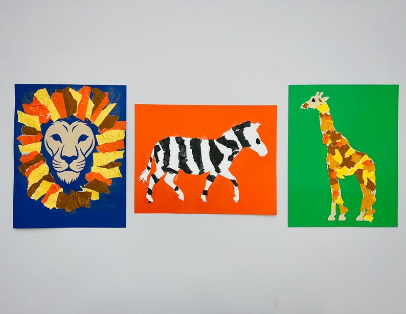 Safari Animal Paper Tearing Activity for Kids, Kids Craft - Etsy