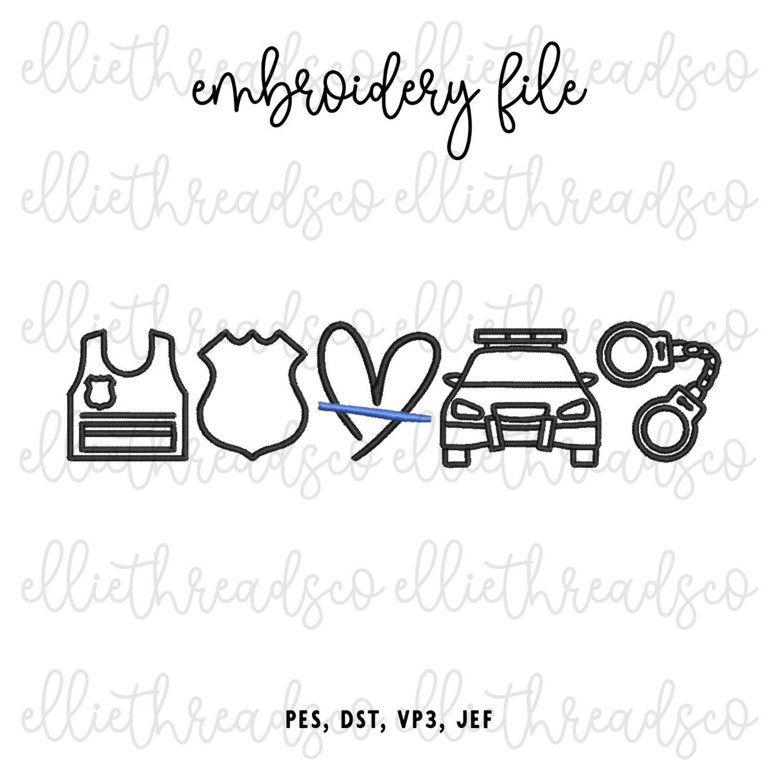 Police Icons Embroidery Design, Law Enforcement, Police Wife ...