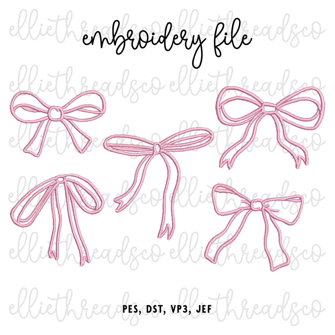 Coquette Bows Chest Embroidery Design, Digital Download - Etsy