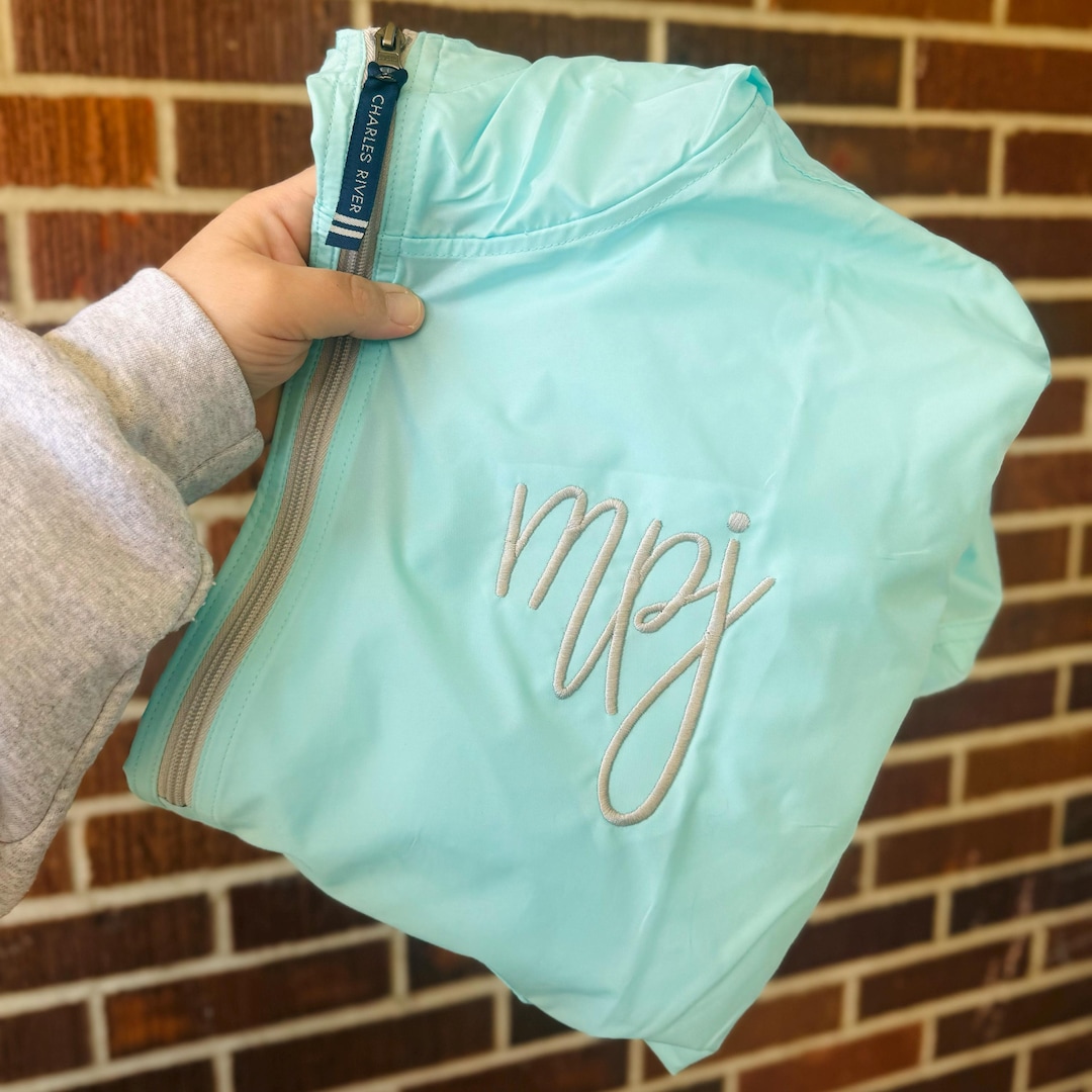 Monogram Charles River Half Zip Rain Jacket, Personalized Pullover ...