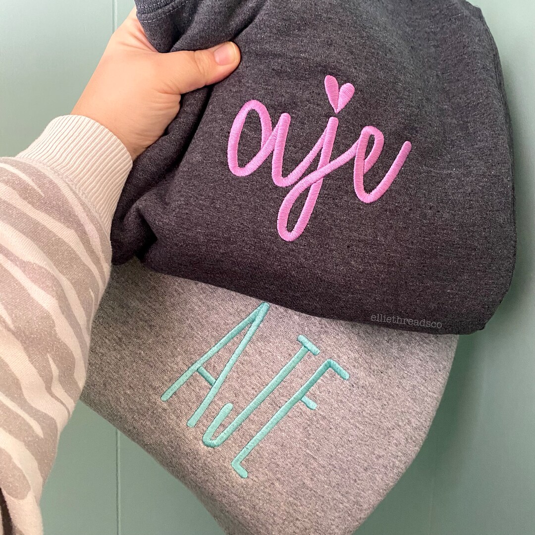 Embroidered Monogram Sweatshirt, Cursive Initial Crewneck, Simplistic ...
