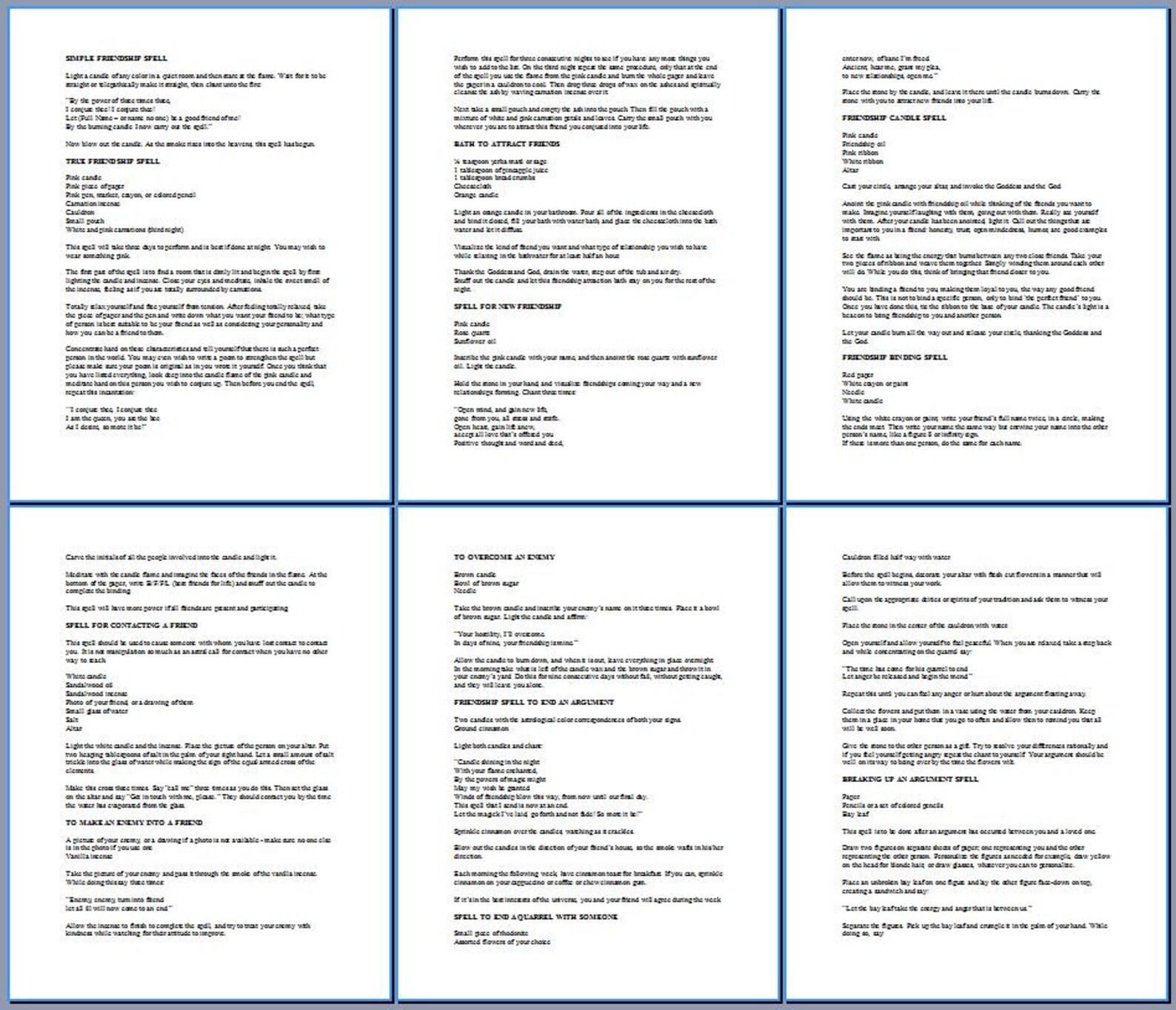 Book of Shadows Pages on Friendship Spells Wicca Witchcraft | Etsy