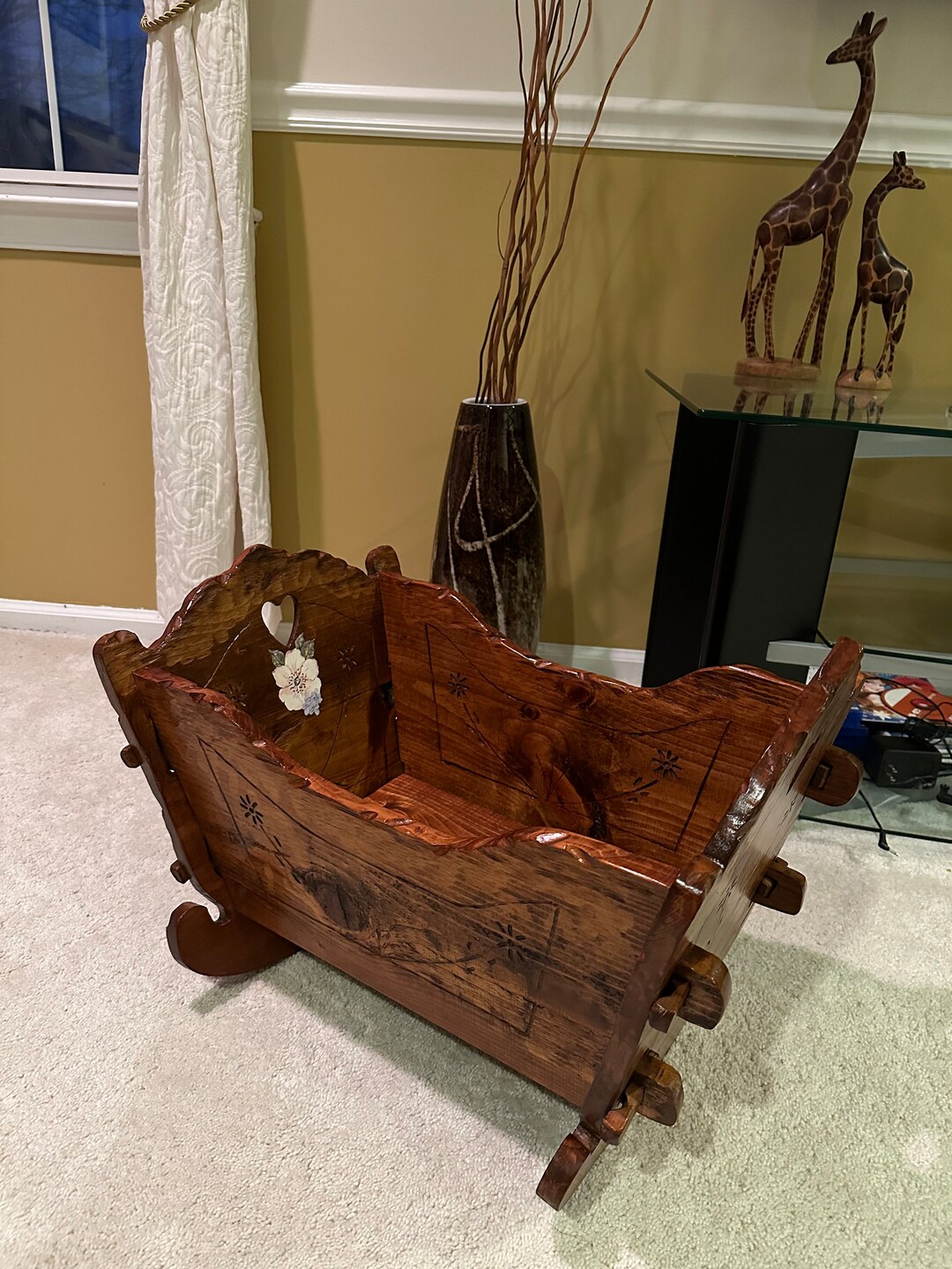 Gorgeous Vintage Carved Wood Doll Cradle/decor/organizer - Etsy