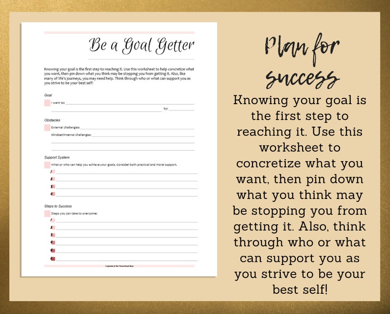 Be a Goal Getter | Vision Board Printable | Goal Setting Printable ...