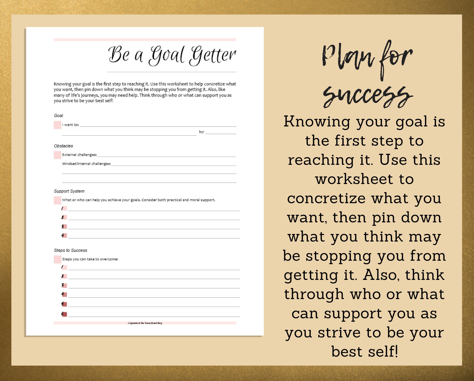 Be a Goal Getter | Vision Board Printable | Goal Setting Printable ...