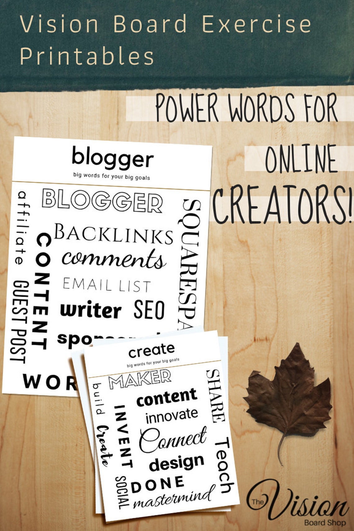 Vision Board Printables | Online Creators Power Words | Affirmation ...