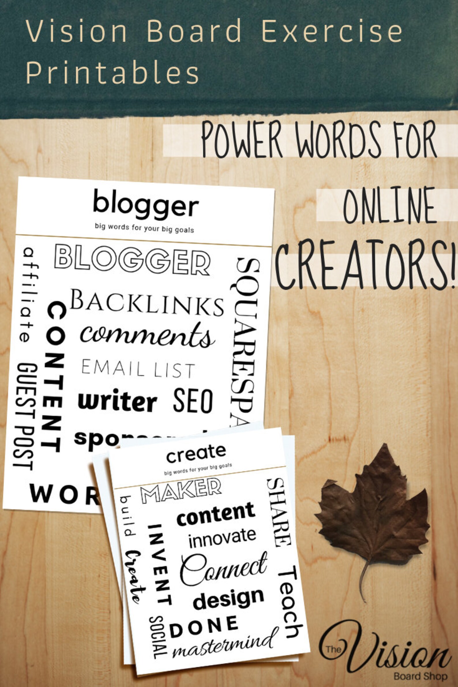 Vision Board Printables | Online Creators Power Words | Affirmation ...