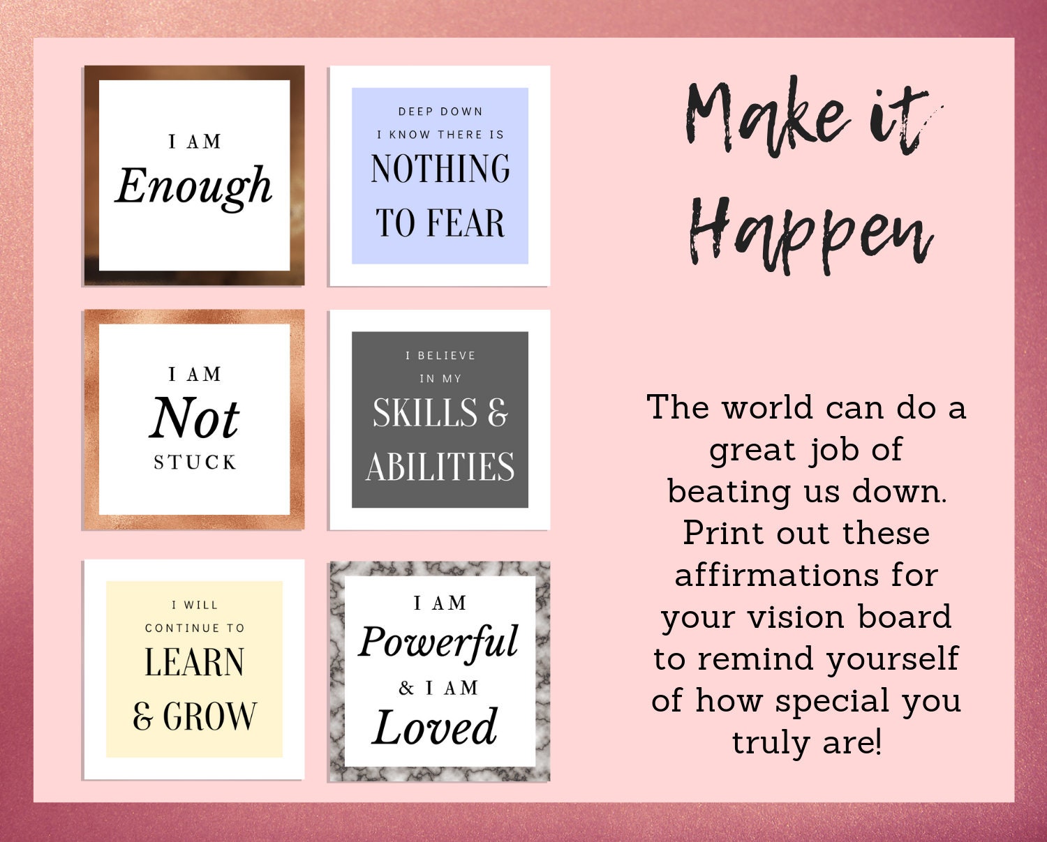 Vision Board Confidence Affirmation Cards | Goal Cards | Vision Board ...