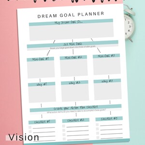 Dream Goal Planner Printable | Motivation Goal Setting Printable PDF ...