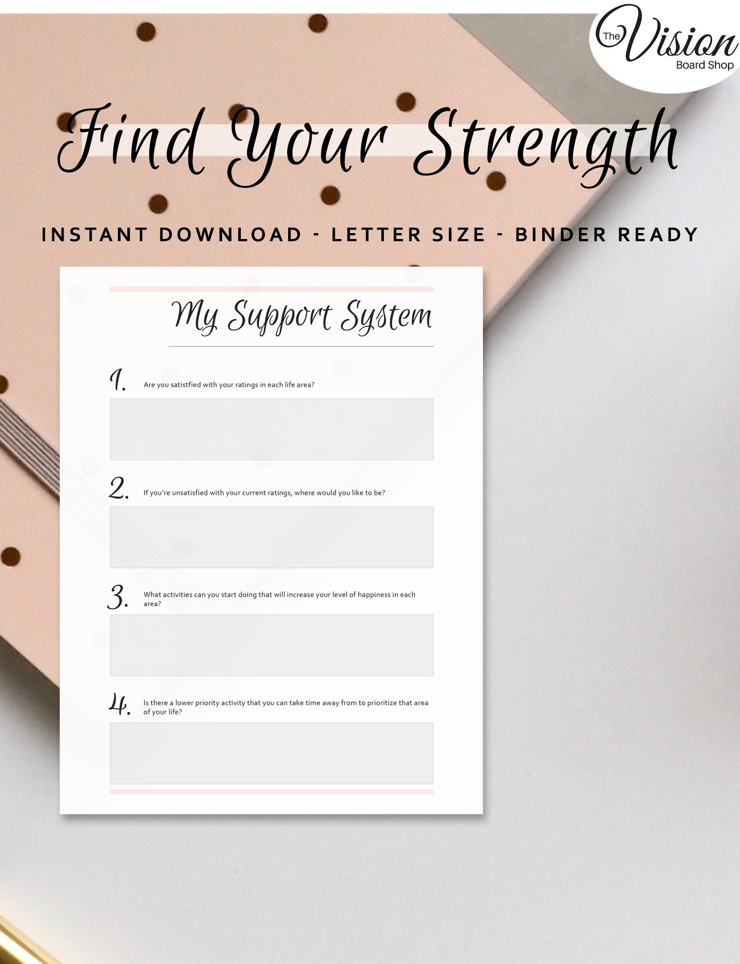 Support System Printables | Vision Board Activity | Self Help Journal ...