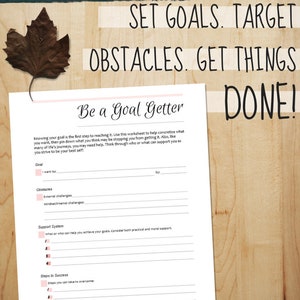 Be a Goal Getter | Vision Board Printable | Goal Setting Printable ...