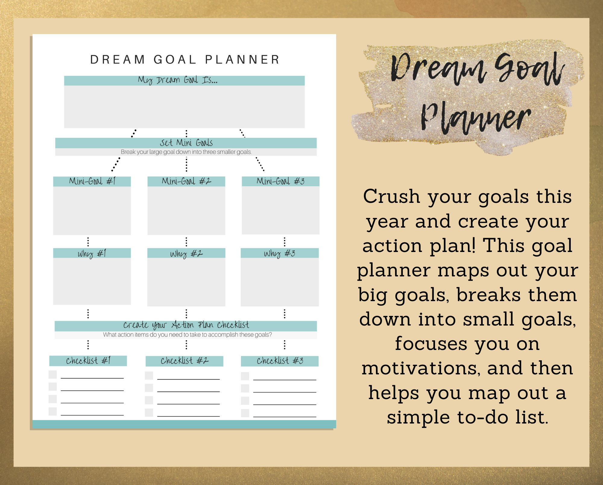 Dream Goal Planner Printable | Motivation Goal Setting Printable PDF ...