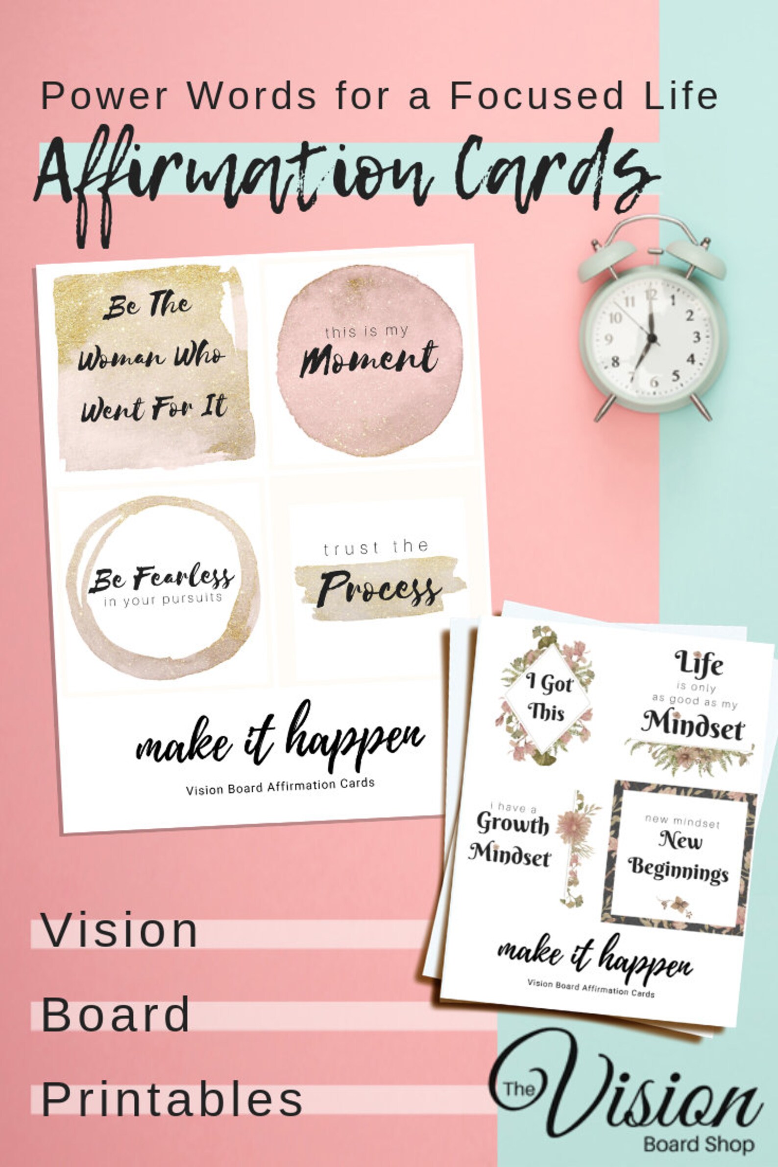 Vision Board Affirmation Cards Goal Cards Vision Board Printables ...