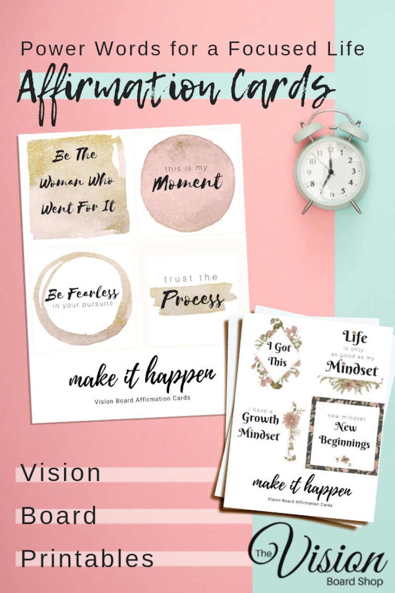 Vision Board Affirmation Cards Goal Cards Vision Board Printables ...