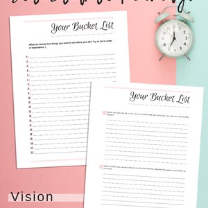 Vision Board Printable | Your Bucket List | Goal Setting Printable ...