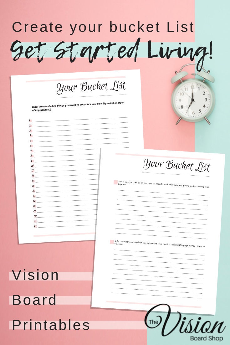 Vision Board Printable | Your Bucket List | Goal Setting Printable ...