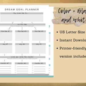 Dream Goal Planner Printable | Motivation Goal Setting Printable PDF ...