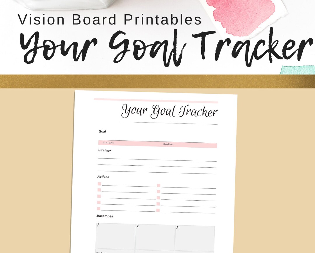 Your Goal Tracker | Vision Board Printable | Goal Setting Printable ...
