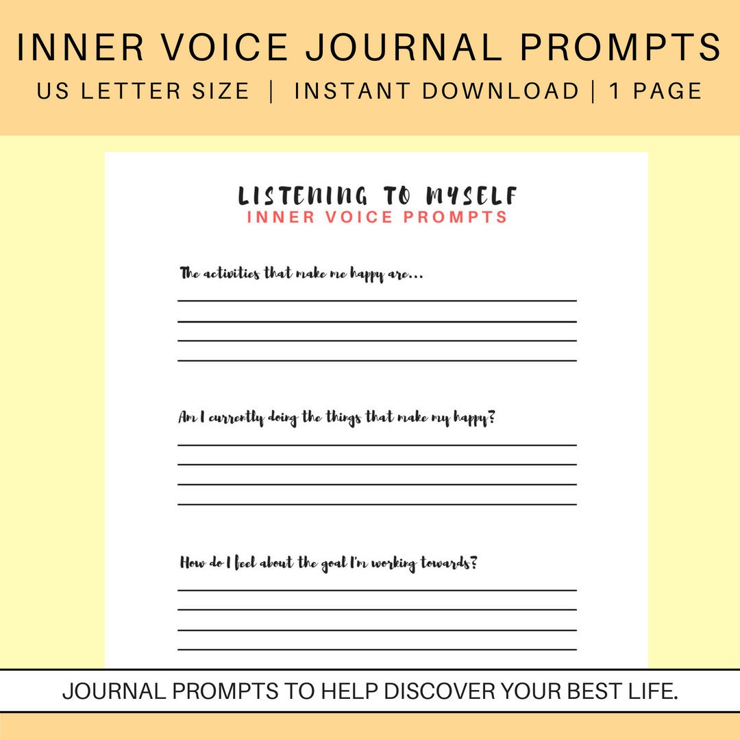 Inner Voice Journal Prompts | Life Reflection Journal | Goals Journal ...