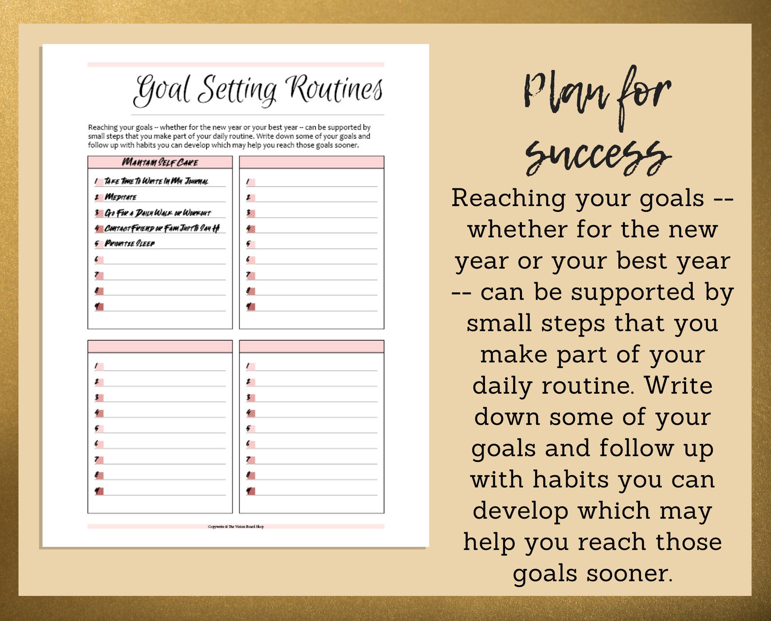 Goal Set Routines | Vision Board Printable | Goal Setting Printable ...