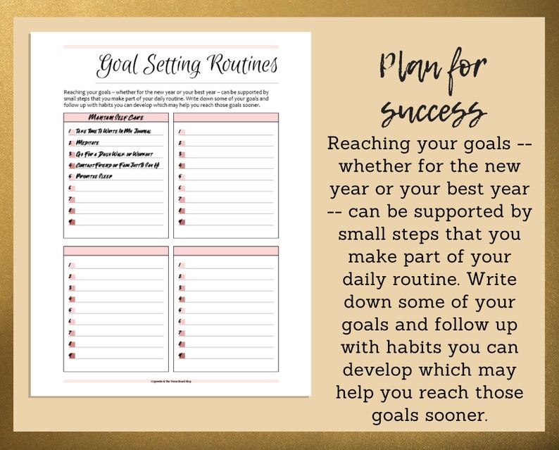 Goal Set Routines | Vision Board Printable | Goal Setting Printable ...
