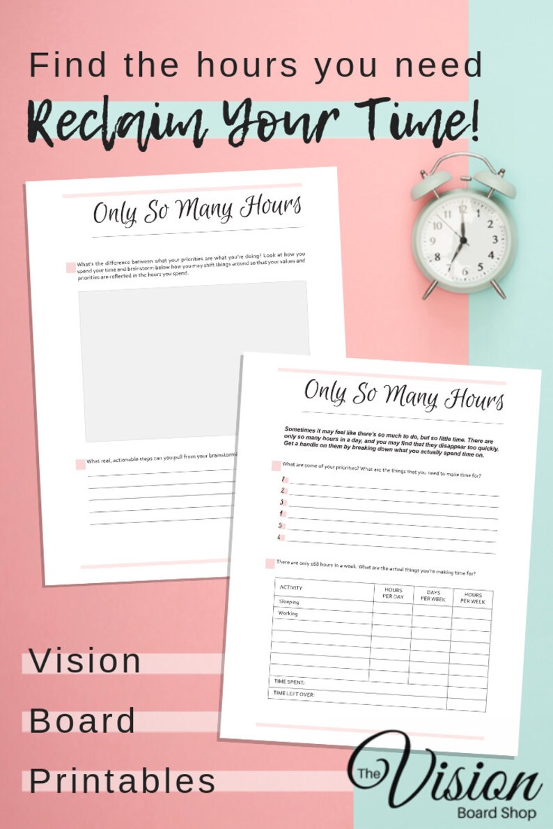 Vision Board Printables Manage Your Hours Vision Board | Etsy