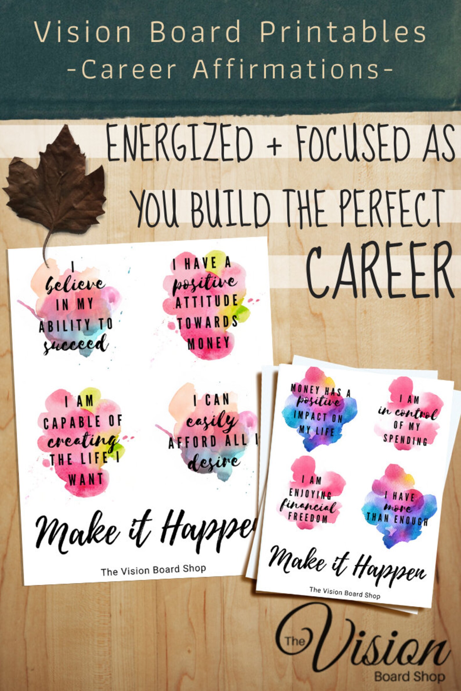 Vision Board Career Affirmation Cards | Goal Cards | Vision Board ...