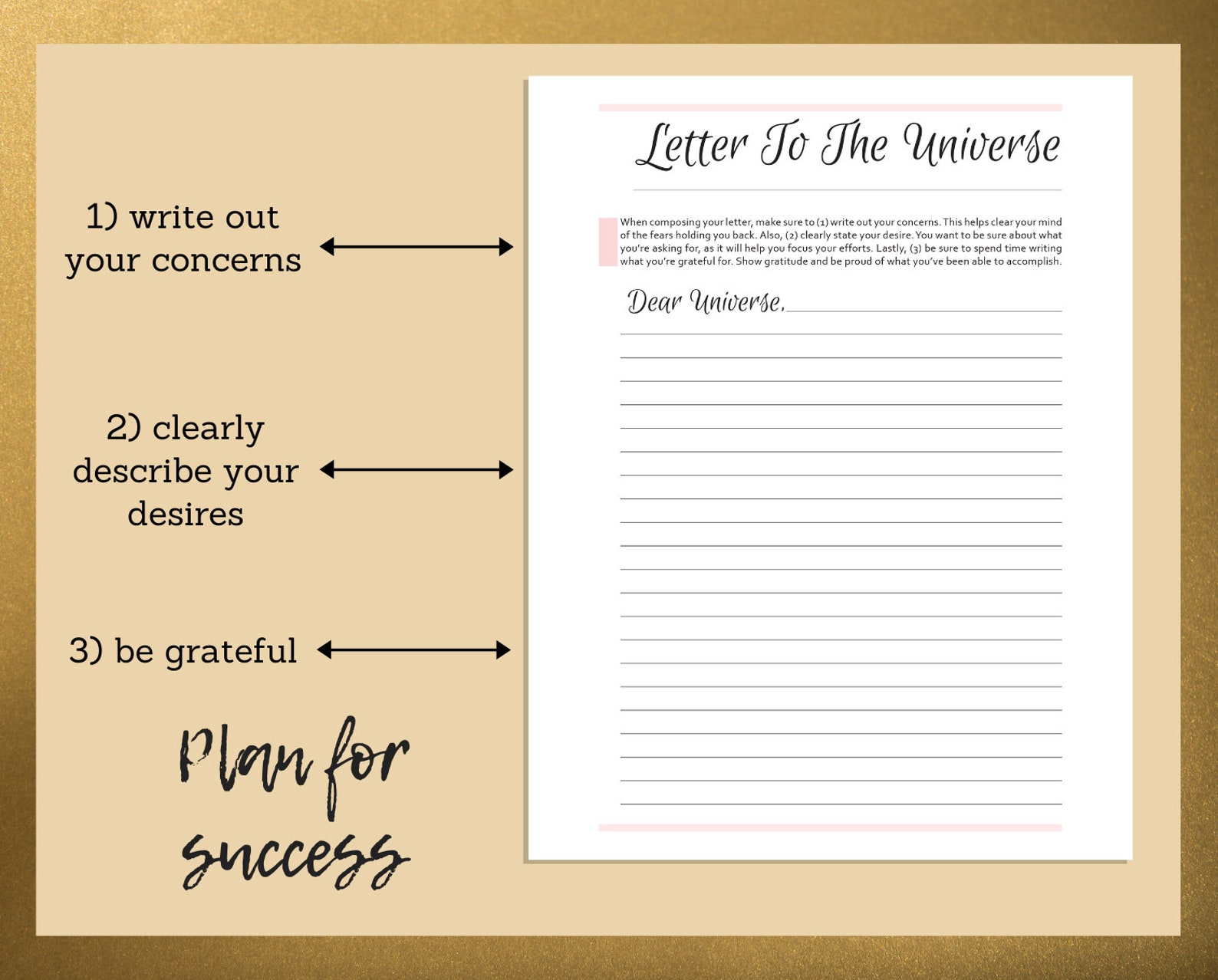 Letter to the Universe Printable | Law of Attraction | Goal Setting ...