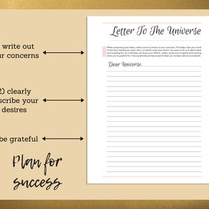 Letter to the Universe Printable | Law of Attraction | Goal Setting ...