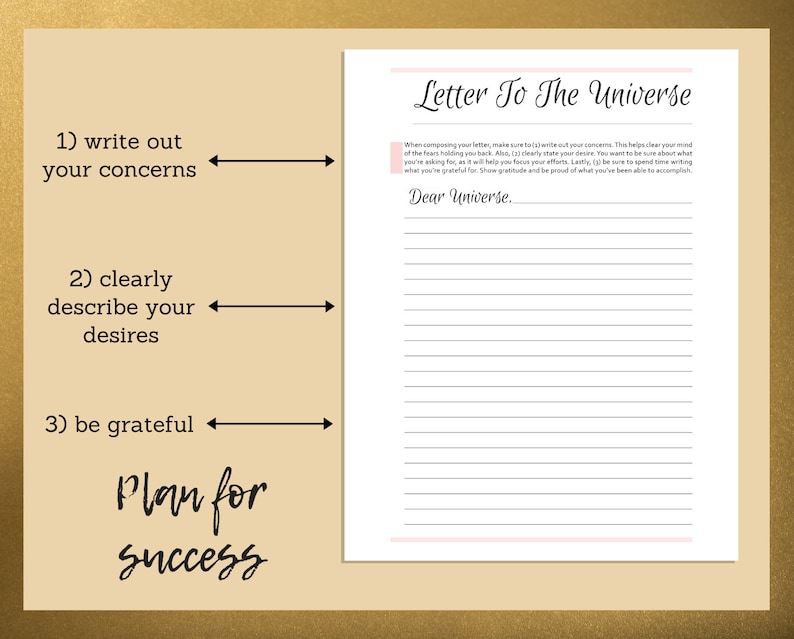 Letter to the Universe Printable | Law of Attraction | Goal Setting ...